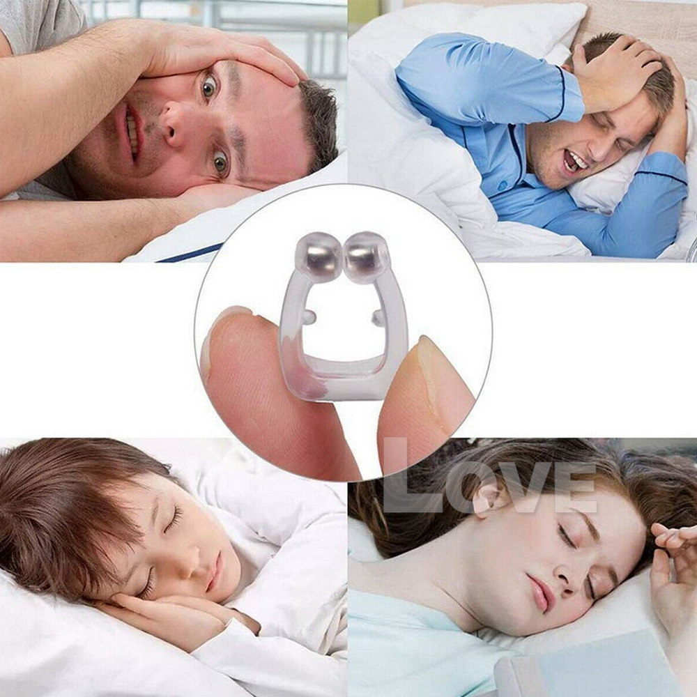2x Anti Snore Magnetic Silicone Nose Clip Stop Snoring Apnea Aid Device