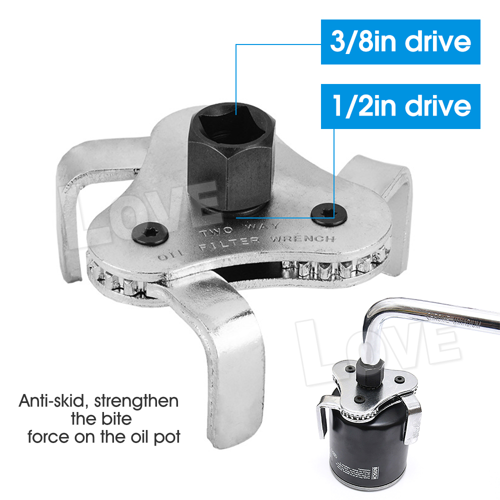 3 Leg Oil Filter Removal Wrench Tool Auto Engine- 1/2" & 7/8'' Drive ...