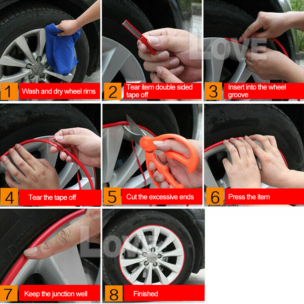 8M Car Truck Wheel Rim Protector Tire Guard Line Rubber Moulding Decor ...